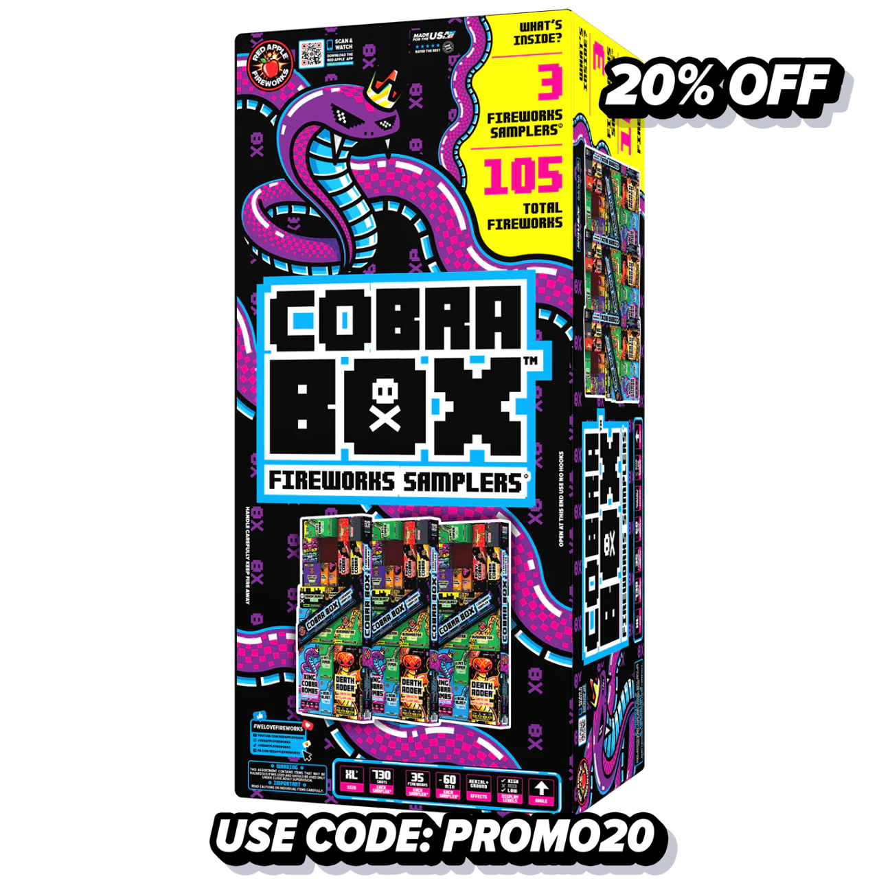 Shop Cobra™ Box Fireworks Samplers® - Buy Today! – Red Apple® Fireworks