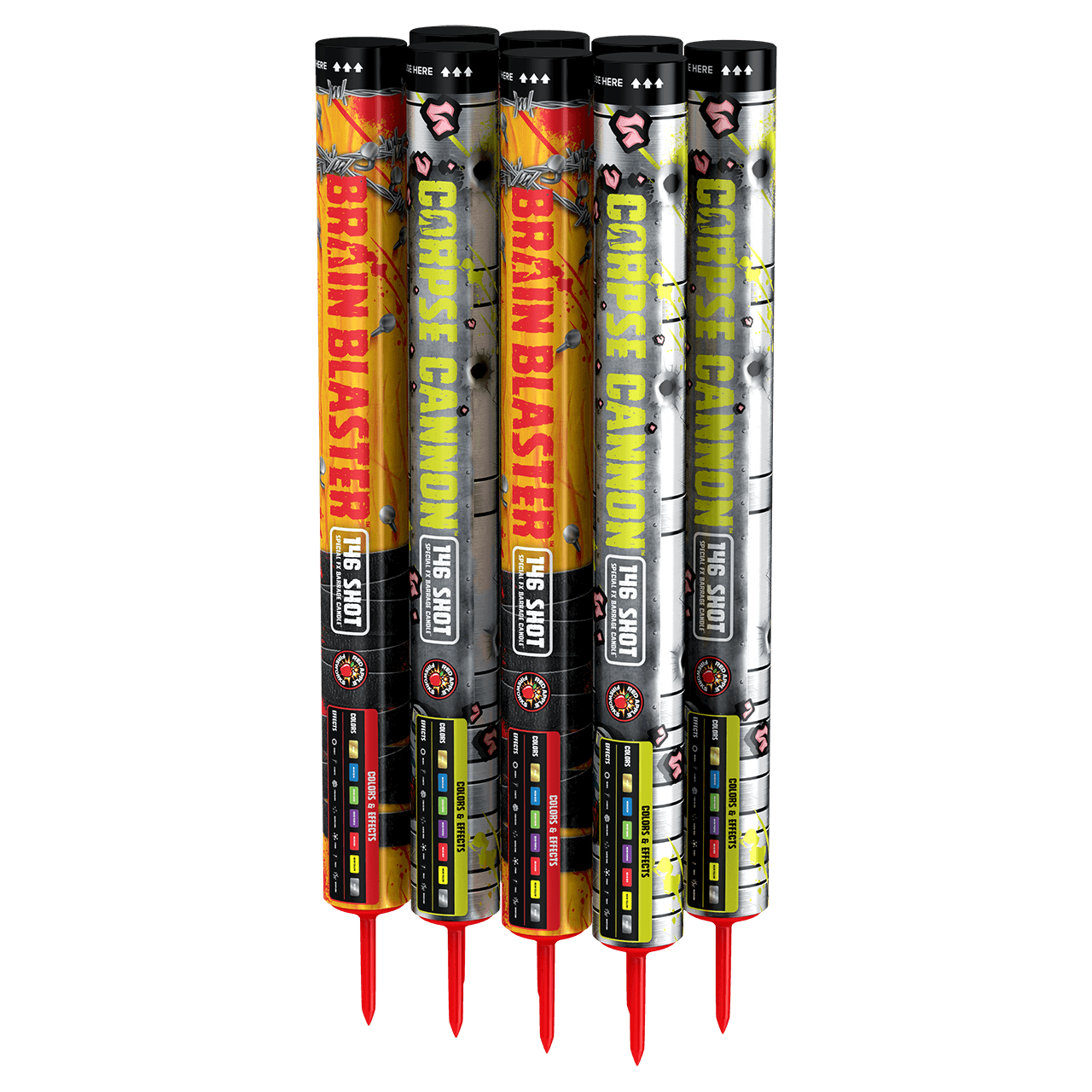 Buy Corpse Cannon™ & Brain Blaster™ 146-Shots Barrage Candle Fireworks ...