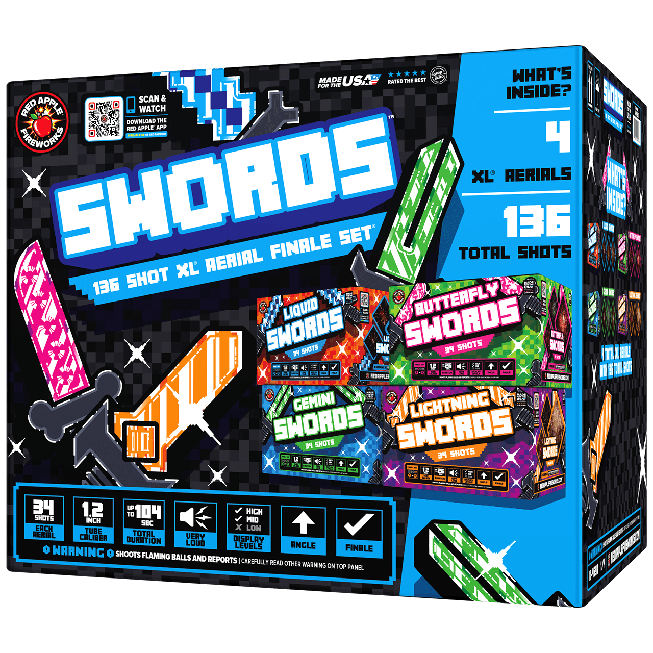 Buy Swords™ 136-Shots XL® Aerial Finale Set® Fireworks Online – Red ...