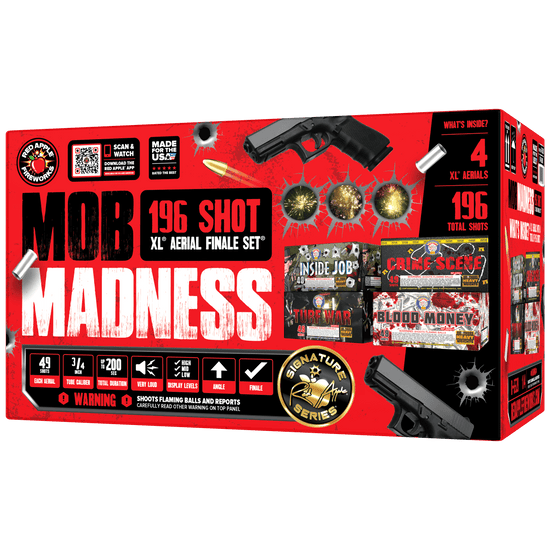 Buy Mob Madness 196 Shots XL® Aerial Finale Set® Fireworks by Brothers Online – Red Apple® Fireworks