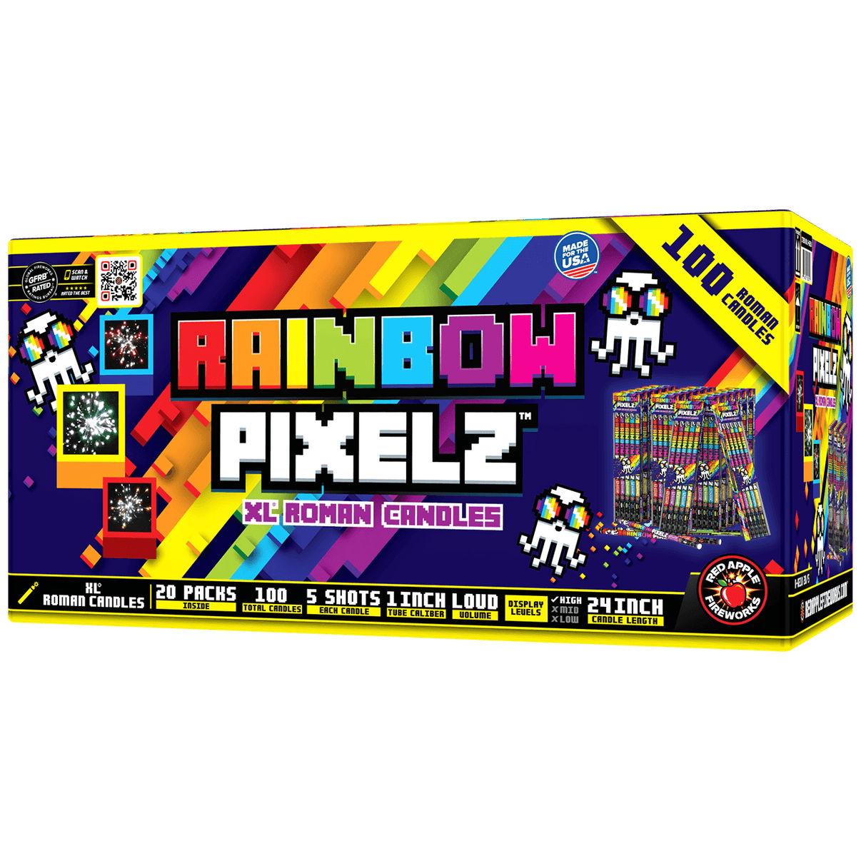Buy Rainbow Pixelz™ 5-Shots XL® Roman Candle Fireworks Online – Red Apple® Fireworks