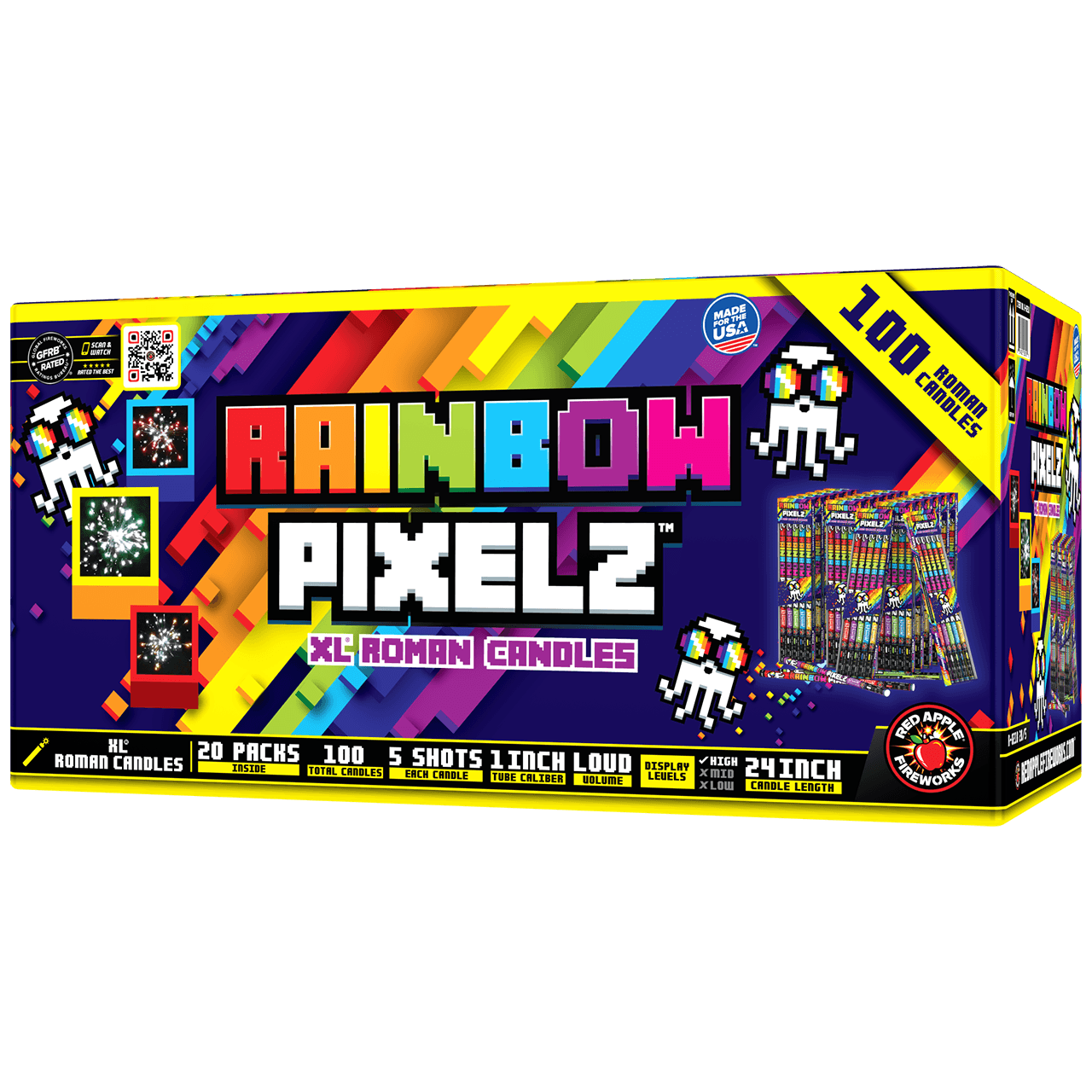 Buy Rainbow Pixelz™ 5-Shots XL® Roman Candle Fireworks Online – Red Apple® Fireworks