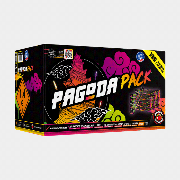 Pagoda Pack 10 Shots Roman Candle Packs – Red Apple