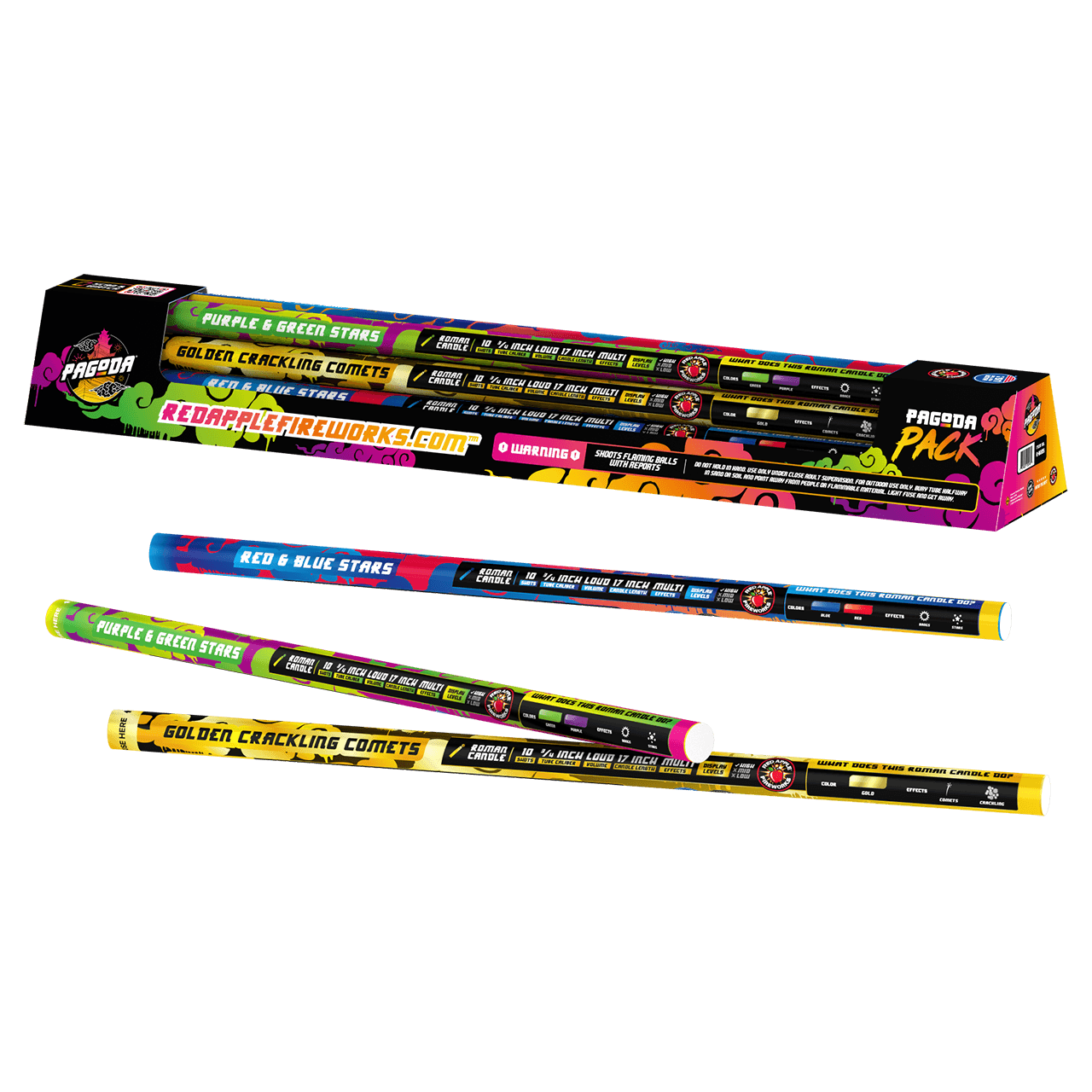 Buy Pagoda® Pack 10-Shots Roman Candle Firework Packs Online – Red ...