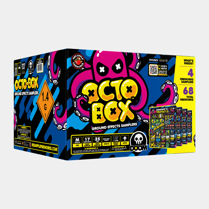 Buy Octo™ Box Fireworks Samplers® Fireworks Online – Red Apple® Fireworks