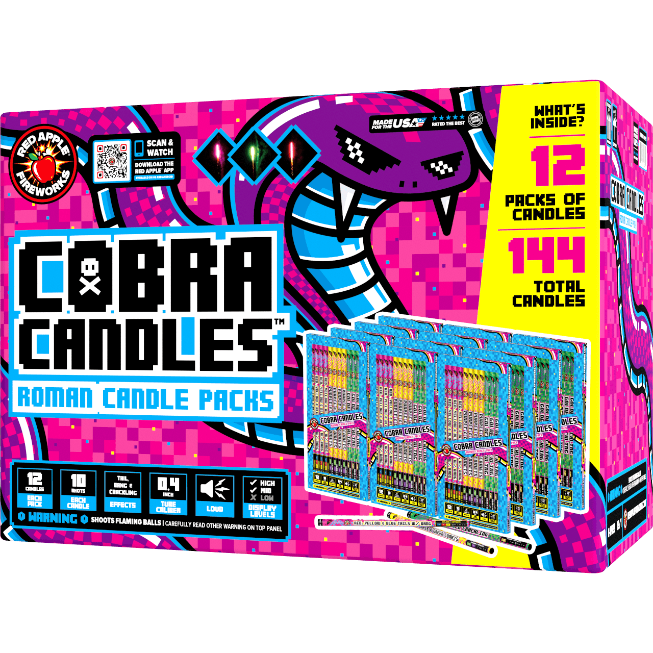 Buy Cobra™ Candles 10 Shots Roman Candle Firework Packs Online – Red ...