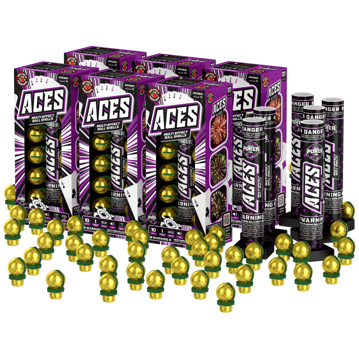 Buy ACES™ Single Break Ball Shell Fireworks Online – Red Apple® Fireworks