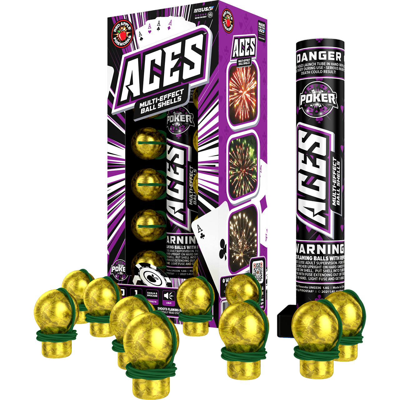 Buy ACES™ Single Break Ball Shell Fireworks Online – Red Apple® Fireworks