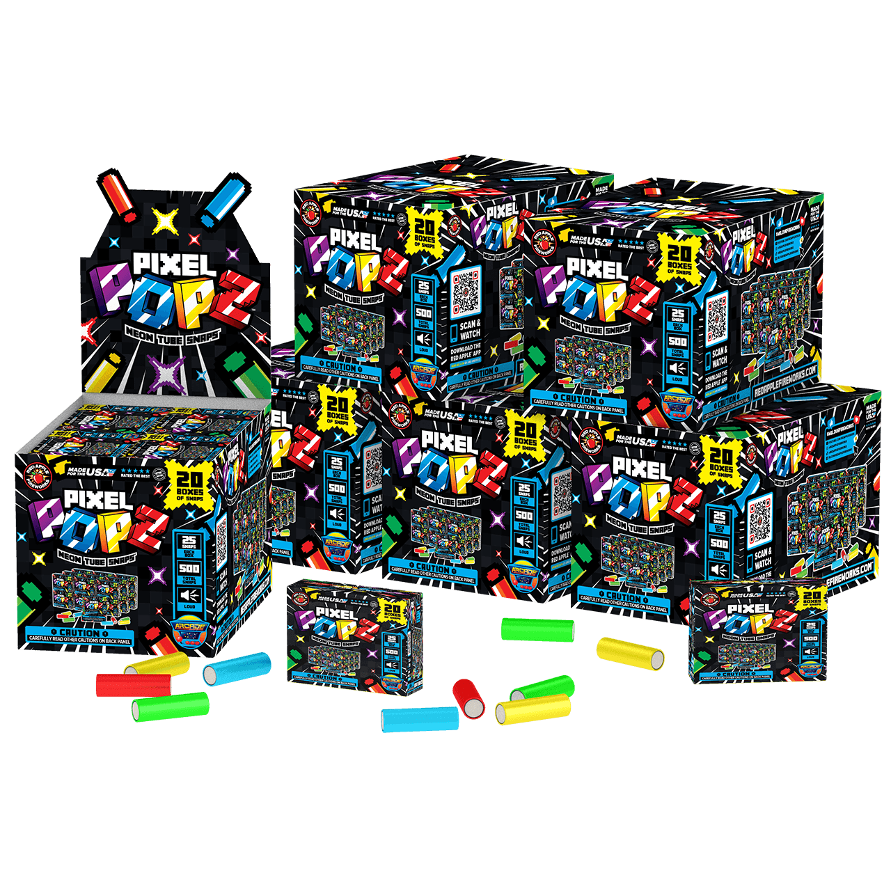 Buy Pixel Popz™ Neon Tube Snap Fireworks Online – Red Apple® Fireworks
