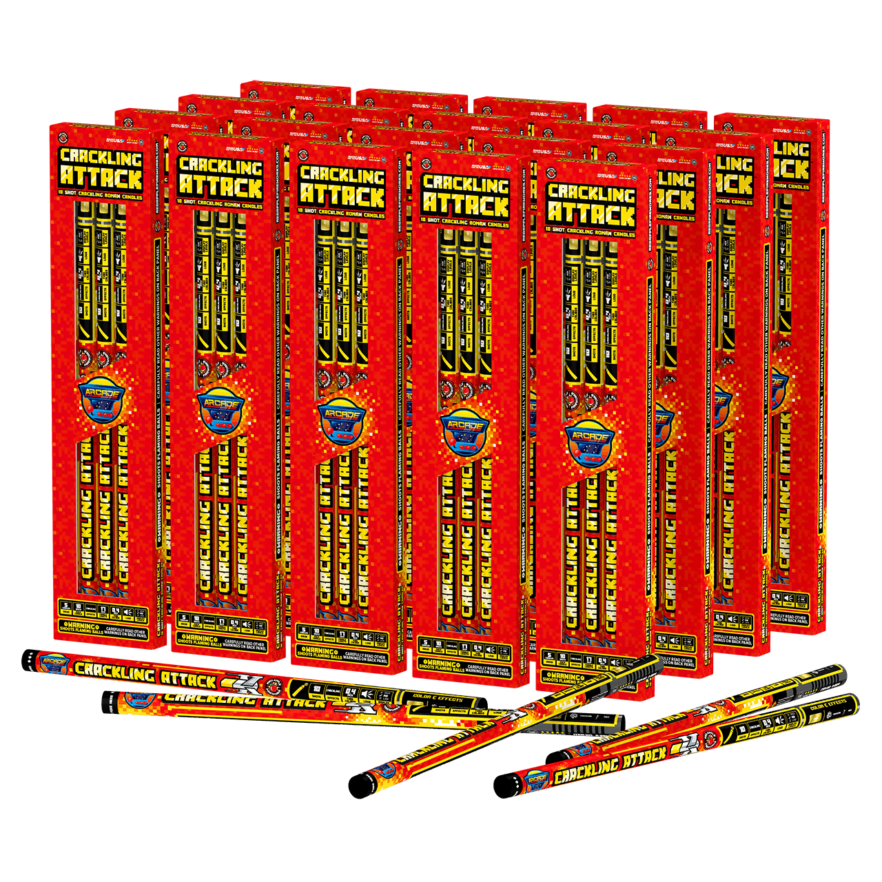 Buy Crackling Attack™ 10 Shots Roman Candle Fireworks Online – Red ...