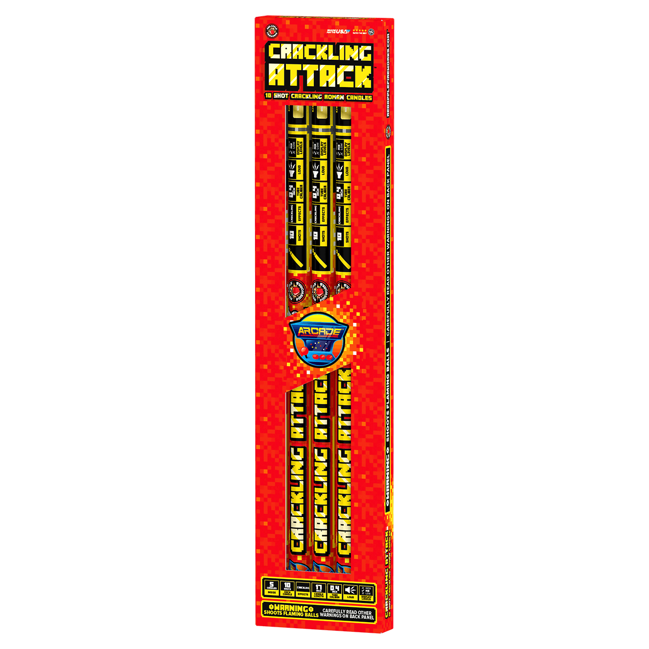 Buy Crackling Attack™ 10 Shots Roman Candle Fireworks Online – Red ...