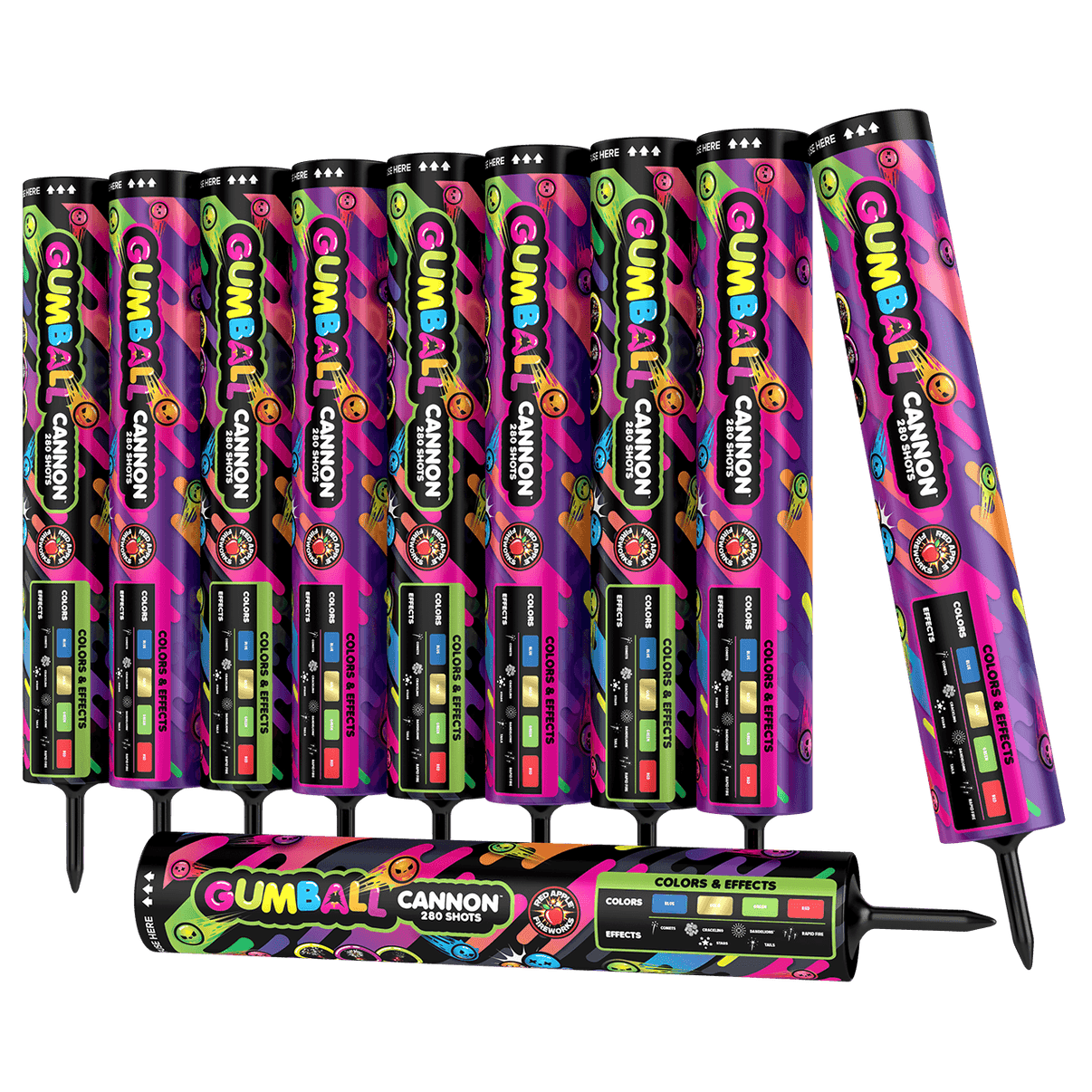 Buy Gumball® Cannon™ 280 Shots Roman Candle Firework Barrages Online ...