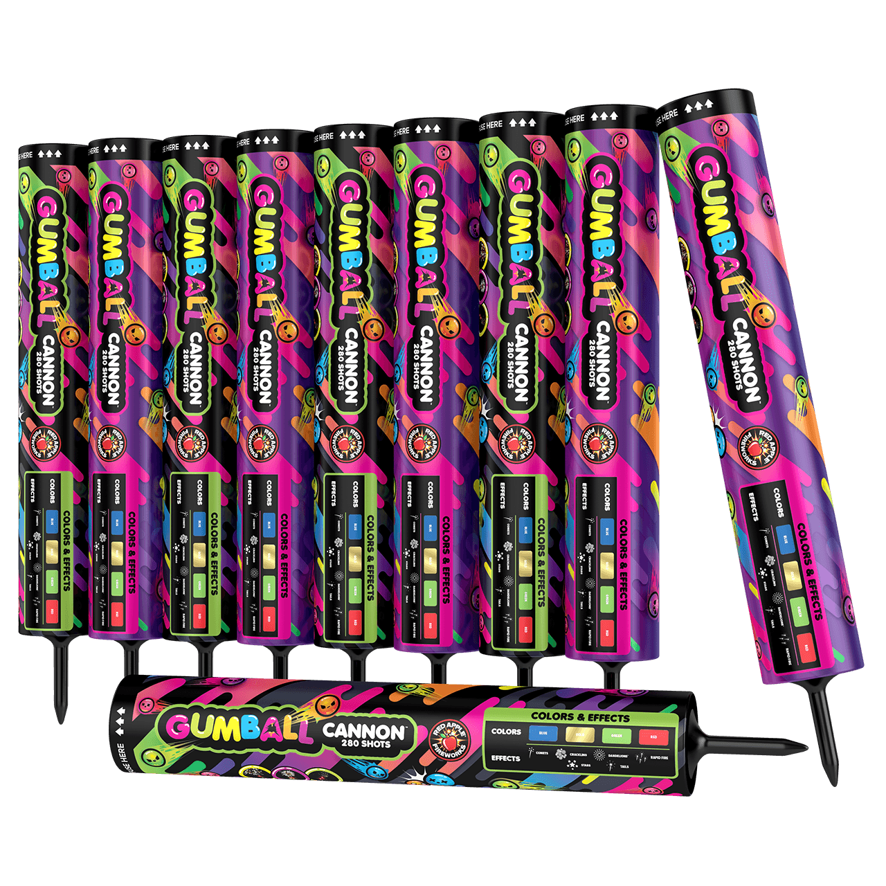 Buy Gumball® Cannon™ 280 Shots Roman Candle Firework Barrages Online ...