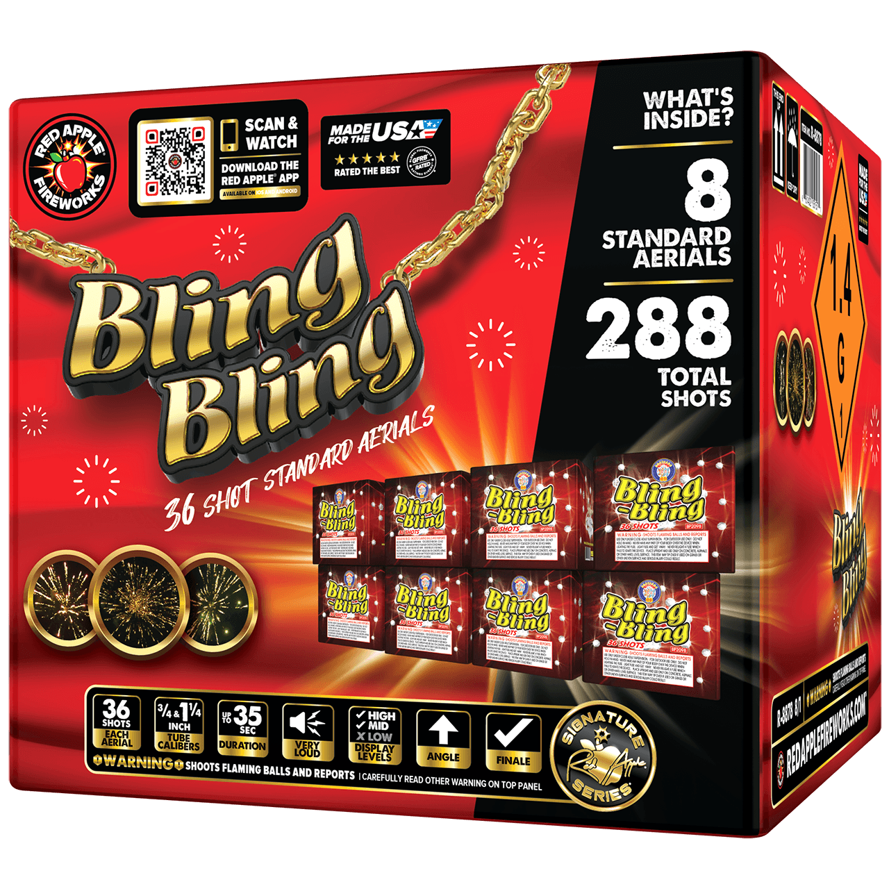 Bling Bling 36 Shots Standard Aerials | Red Apple Fireworks – Red Apple ...