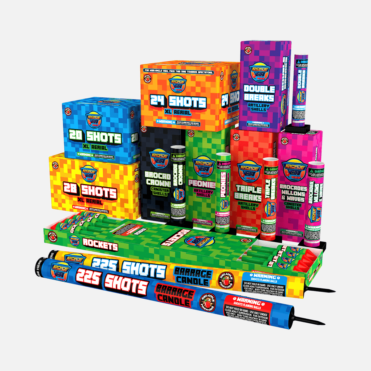 Arcade Case 560 Shots Sampler – Red Apple Fireworks