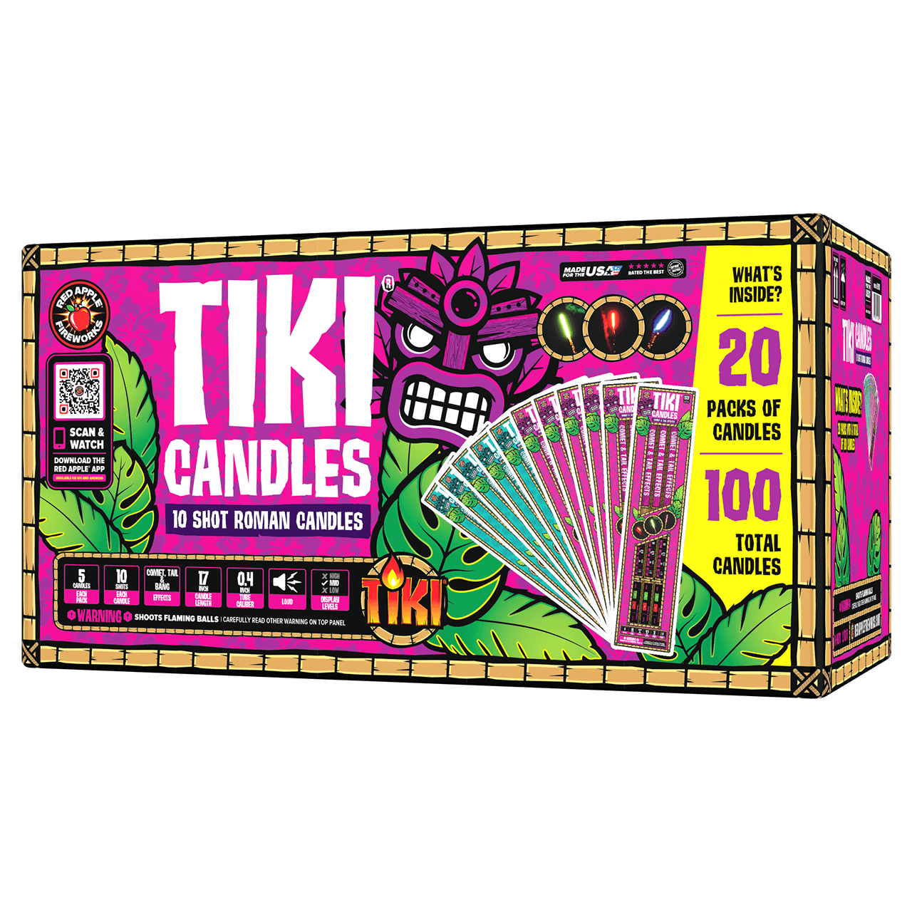 Buy Tiki® Candles 10 Shots Roman Candle Fireworks Online – Red Apple ...