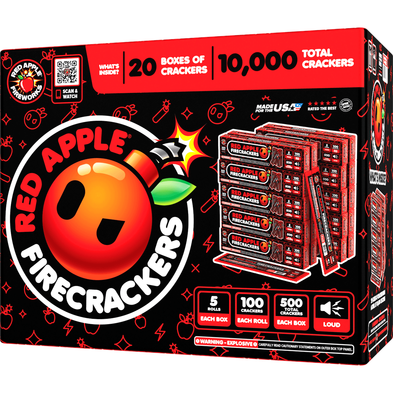 Buy Get the Red Apple® Fireworks Bombs 100 Strip Flash Crackers Online