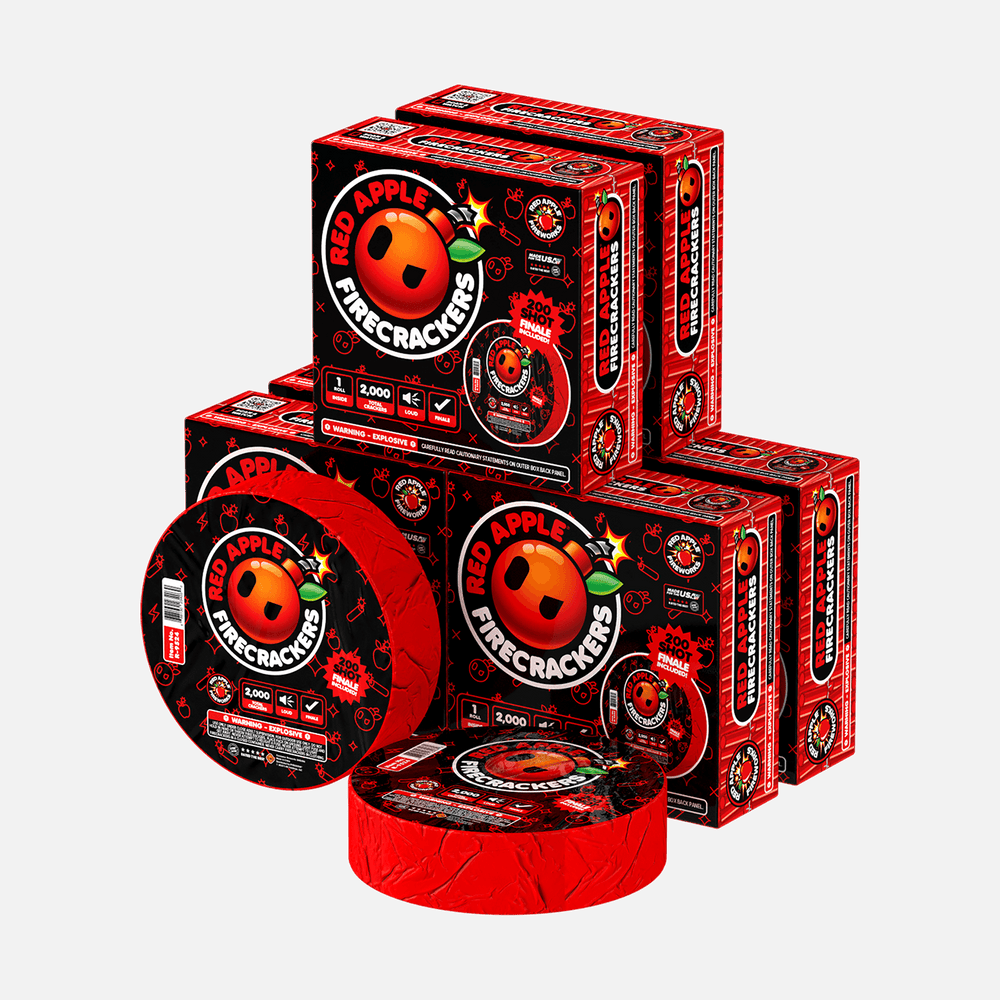Red Apple Bombs 2000 Roll Flash Crackers with 200 Shot Finale