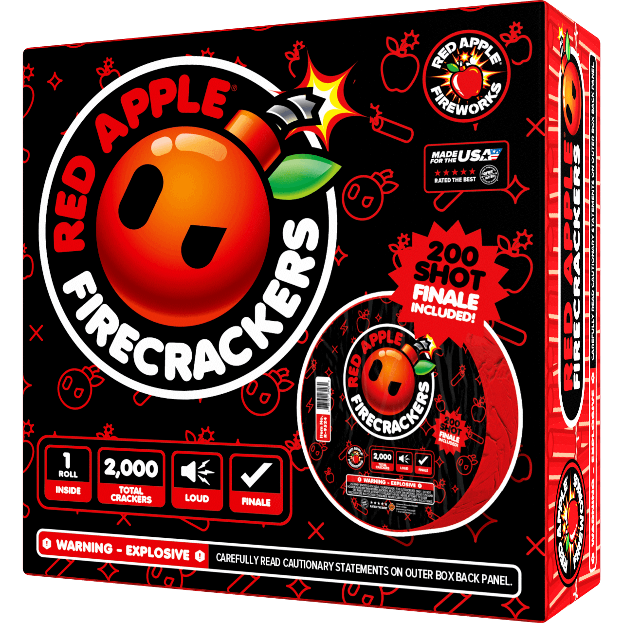 Buy Red Apple® Fireworks Bombs 2,000 Roll Flash Crackers with 200 Shot ...