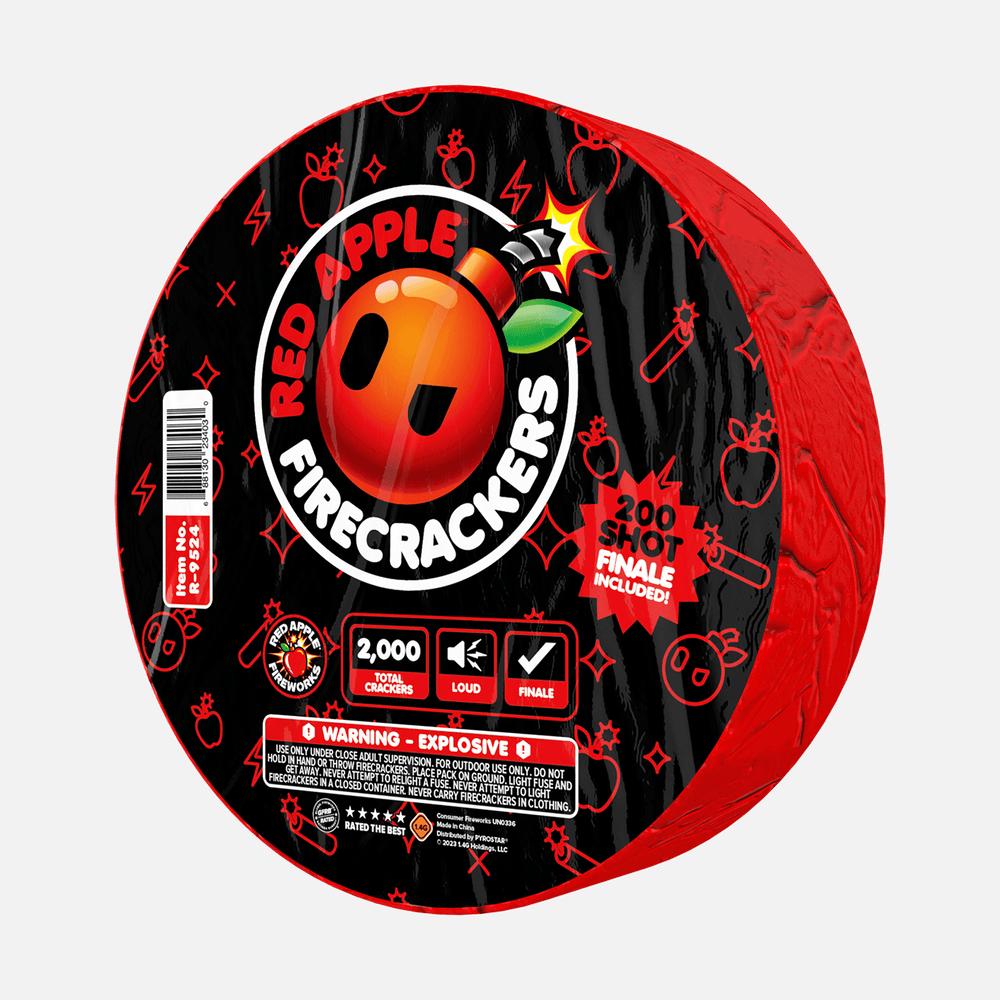 Red Apple Bombs 2000 Roll Flash Crackers with 200 Shot Finale