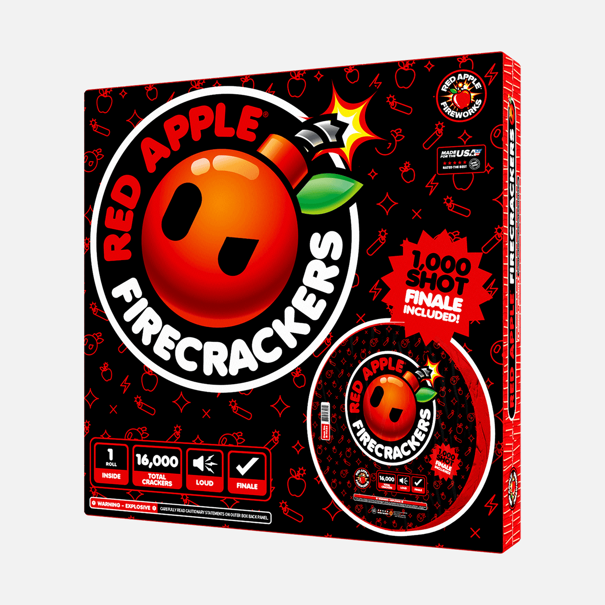Red Apple Bombs 16000 Roll Flash Crackers with 1000 Shot Finale