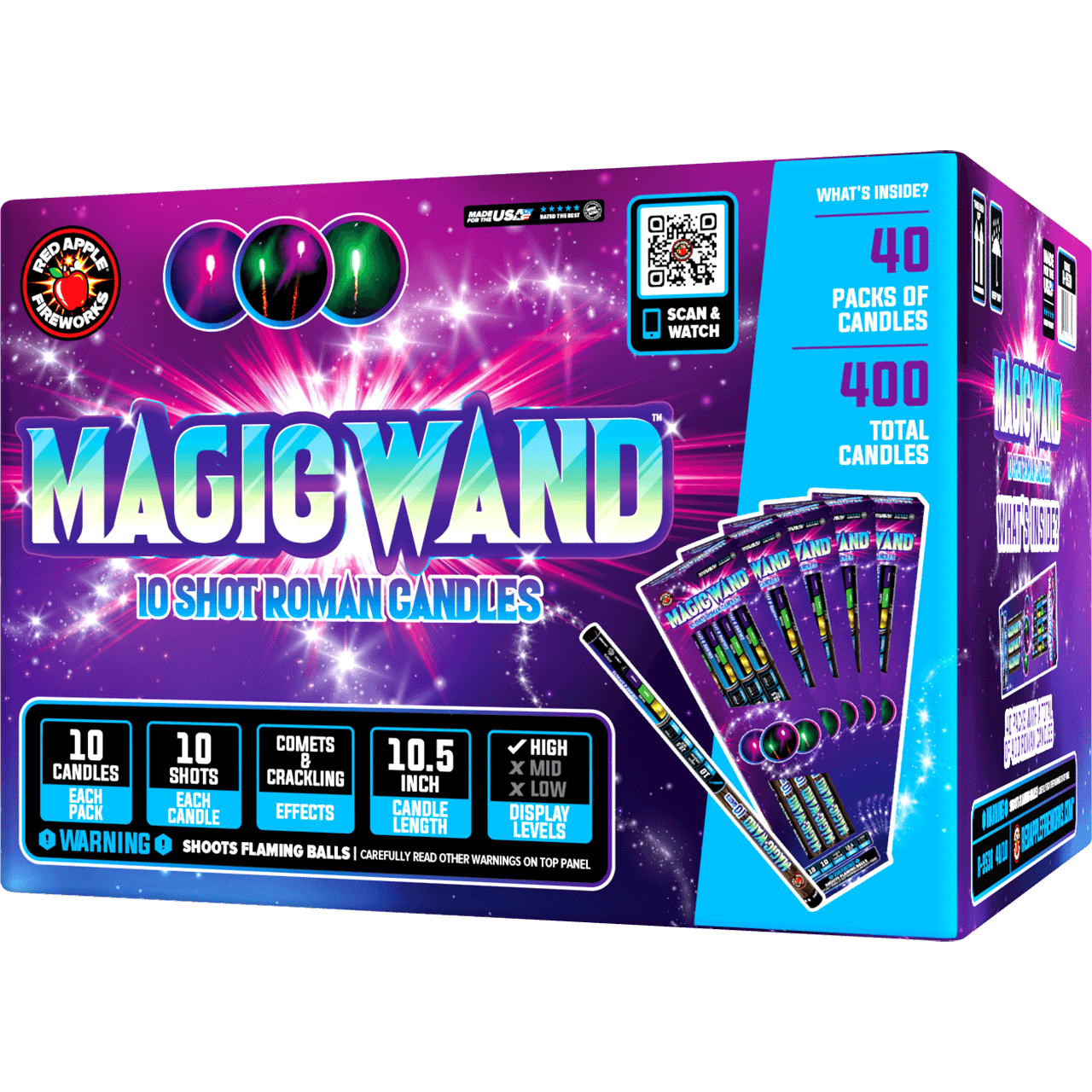 Buy Magic Wand™ 10 Shot Roman Candle Fireworks Online – Red Apple ...