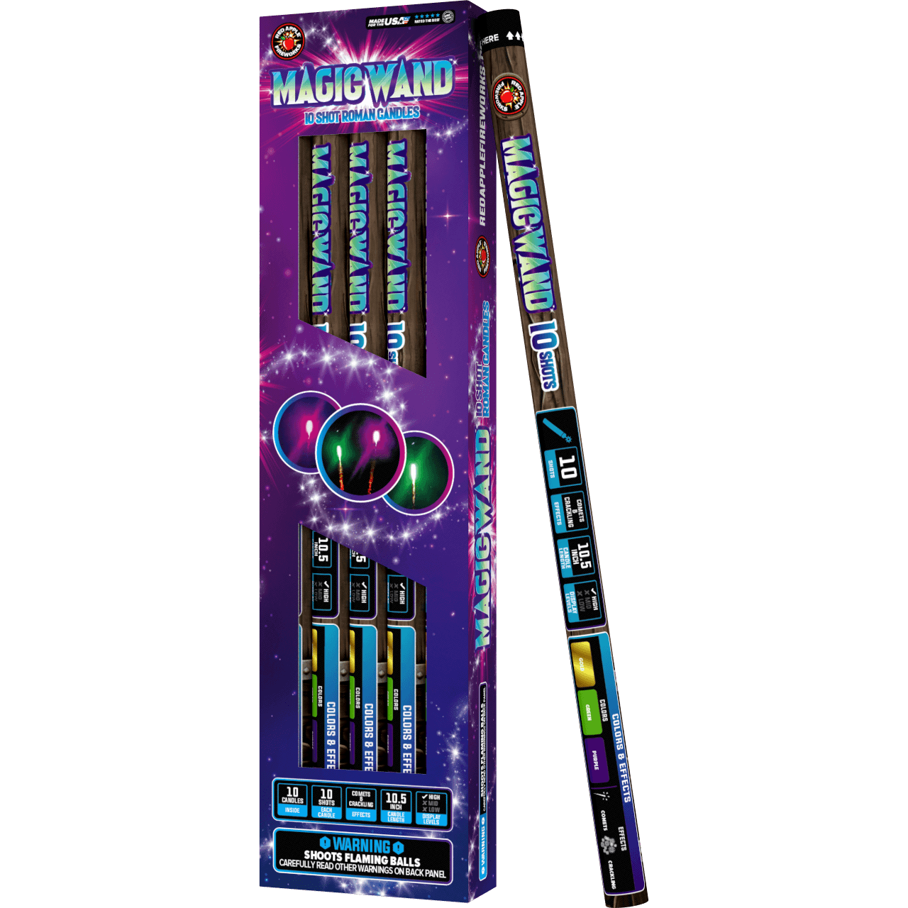 Buy Magic Wand™ 10 Shot Roman Candle Fireworks Online – Red Apple ...