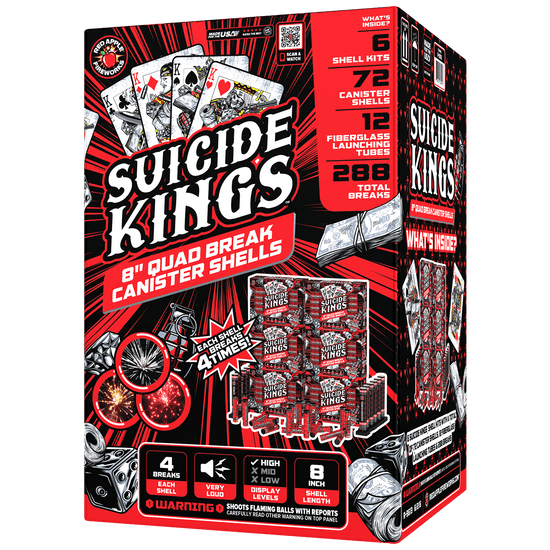 Buy Suicide Kings™ 8 Inch Quad Break Canister Shell Fireworks Online ...