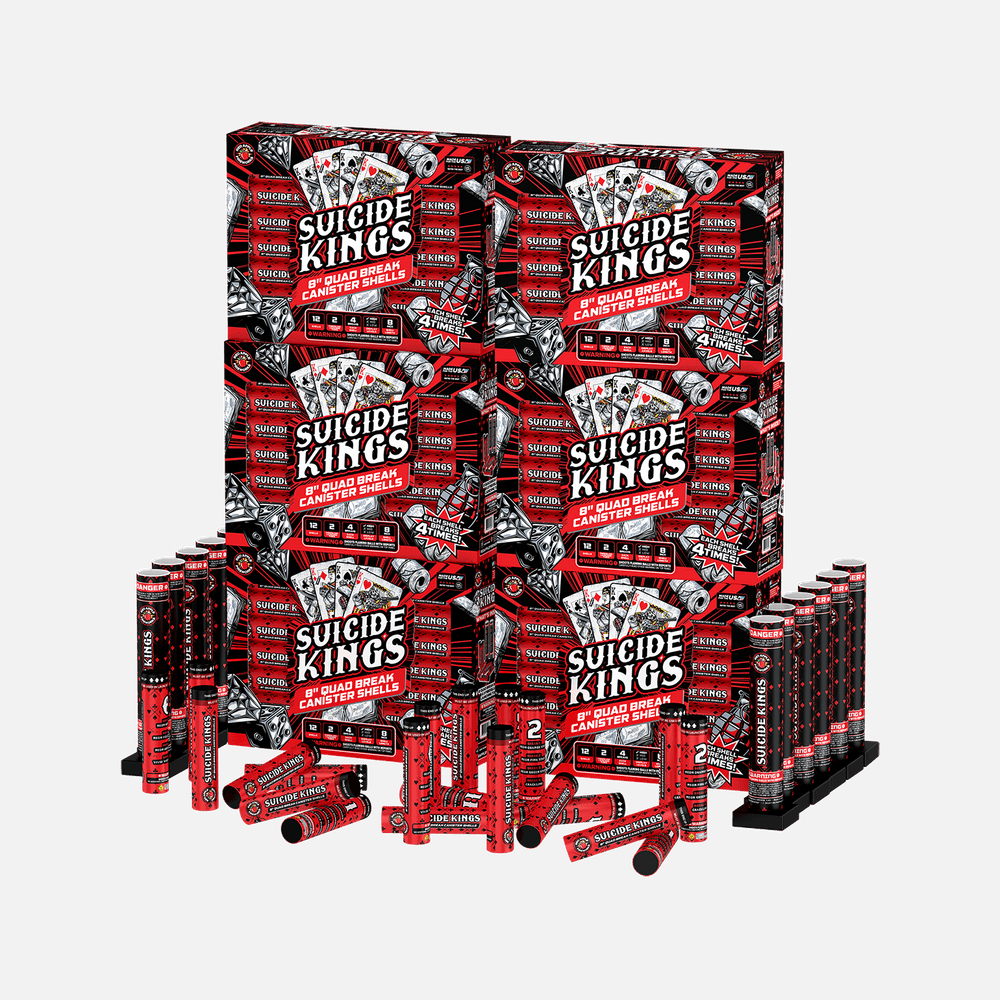 Suicide Kings 8-Inch Quad Break Canister Shells – Red Apple