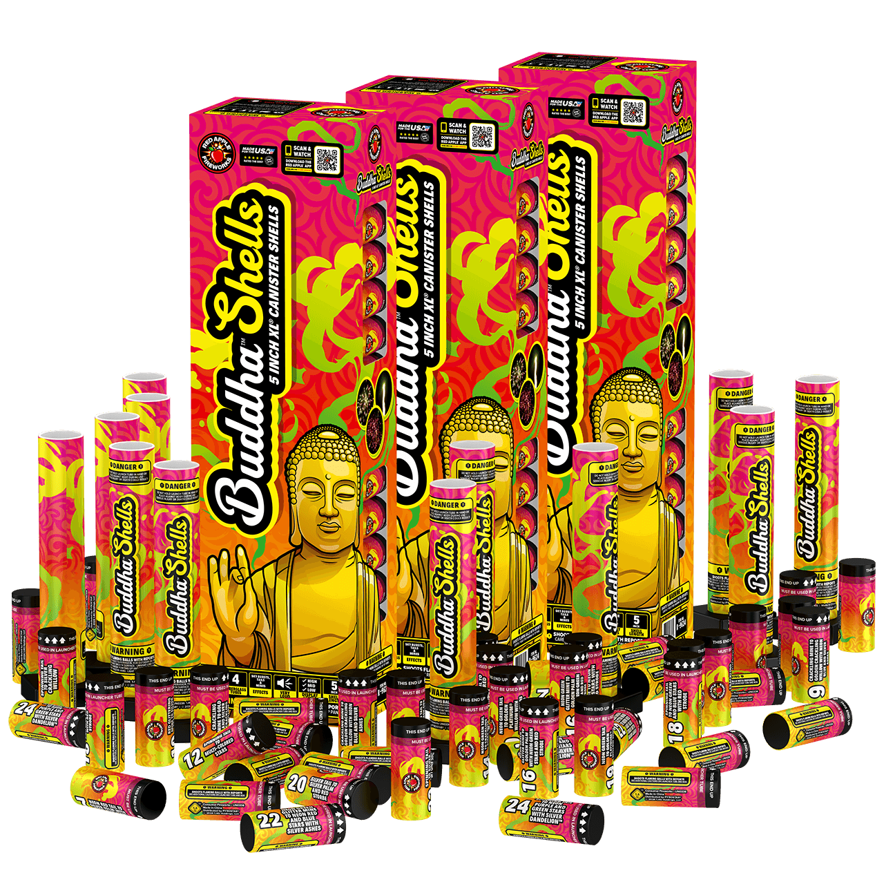Buy Buddha™ Shells 5" XL® Canister Shell Fireworks Online – Red Apple ...