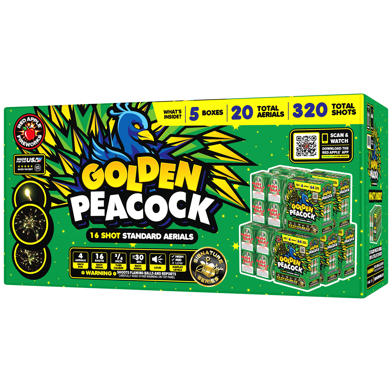 Buy Golden Peacock 16 Shots Standard Aerials by Brother Fireworks ...