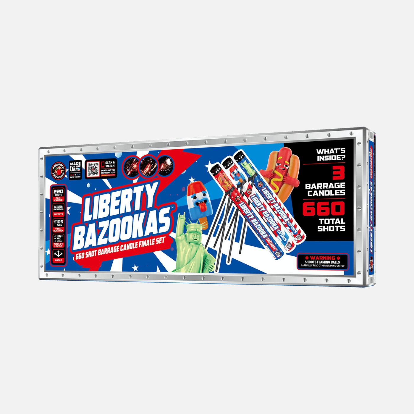 Liberty Bazookas 660 Shot Barrage Candle Finale Set