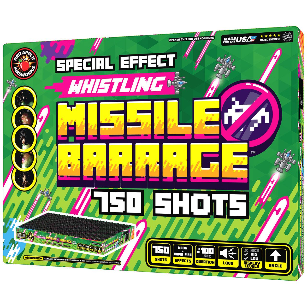 Buy 750 Shot Special Effect Missile Barrage™ Fireworks Online – Red ...