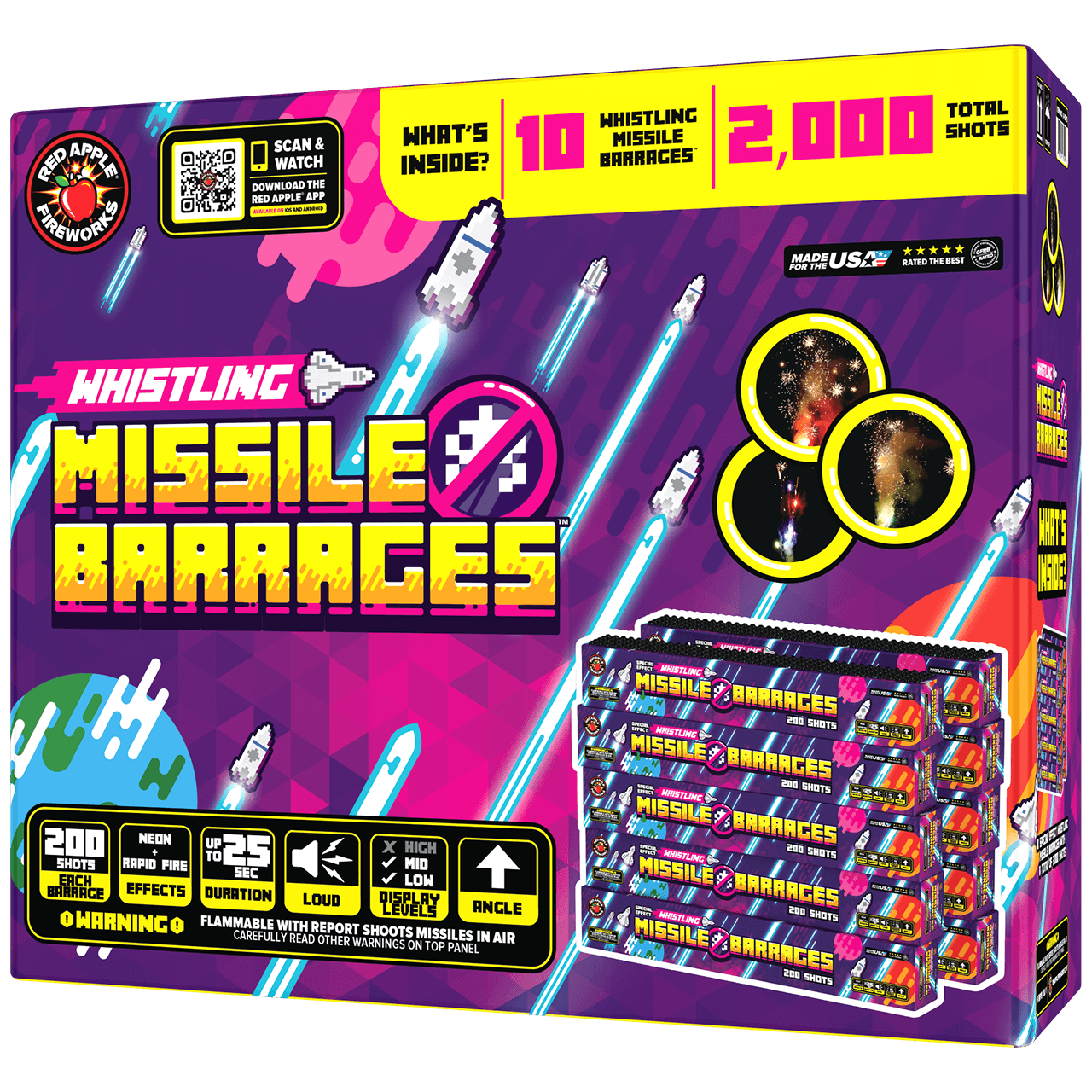 Buy 200 Shot Special Effect Missile Barrage™ Fireworks Online – Red ...