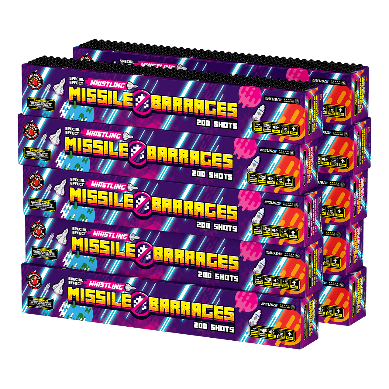 Buy 200 Shot Special Effect Missile Barrage™ Fireworks Online – Red ...