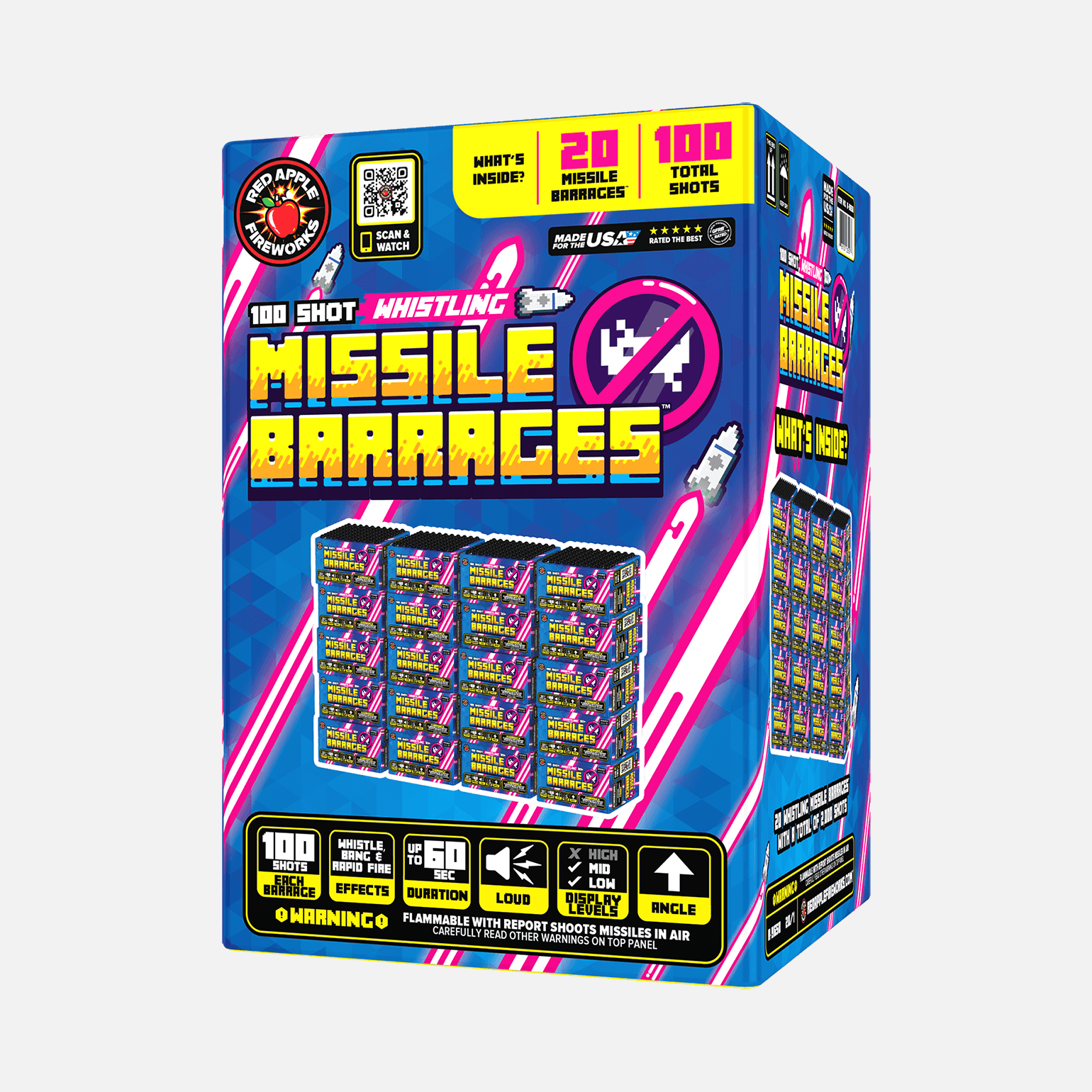 100 Shot Whistling Missile Barrage – Red Apple Fireworks