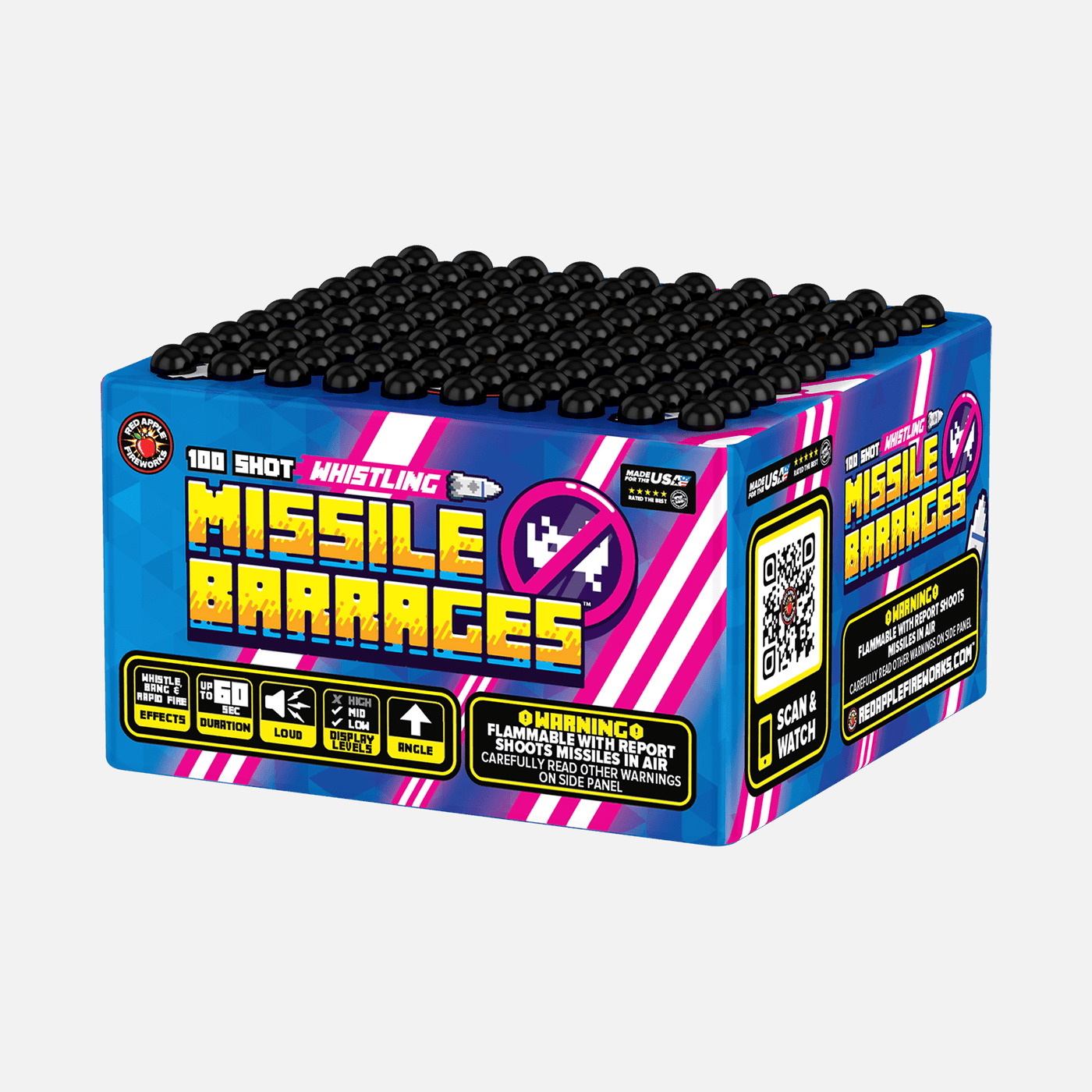 100 Shot Whistling Missile Barrage – Red Apple Fireworks