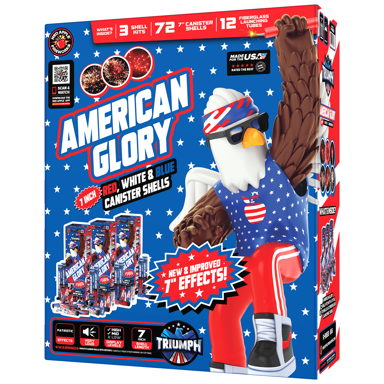 Buy American Glory® 7" Red, White & Blue Canister Shell Fireworks ...