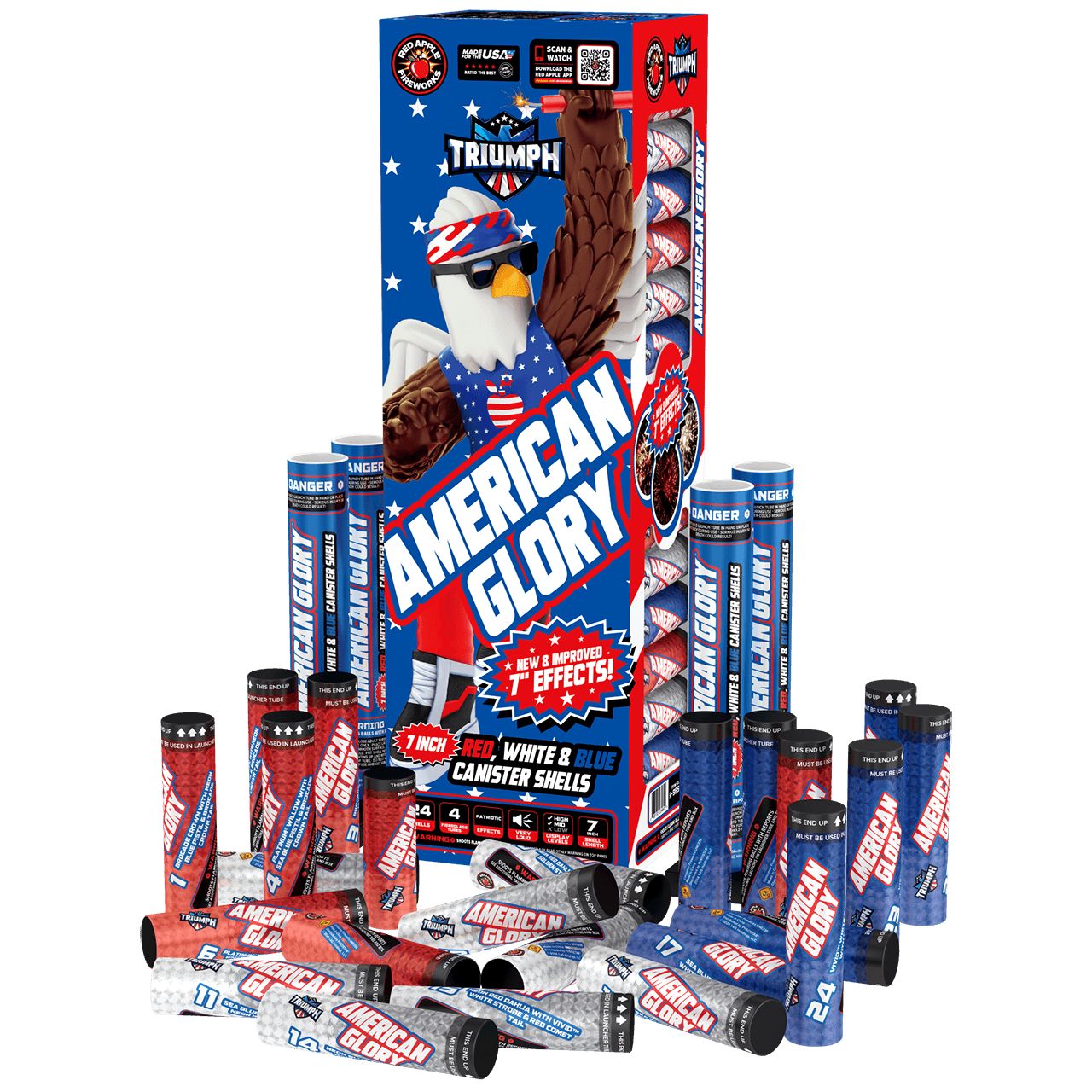 Buy American Glory® 7" Red, White & Blue Canister Shell Fireworks ...