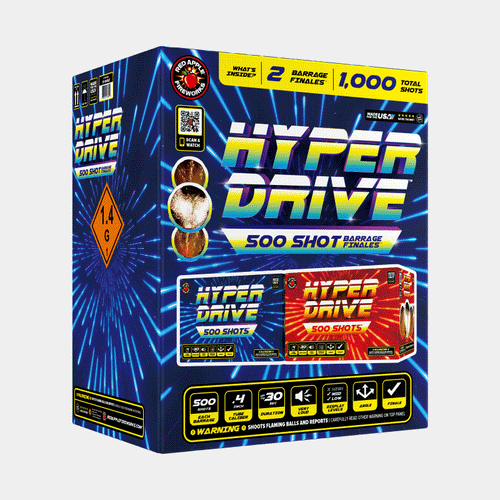 Hyperdrive 500 Shot Barrage Finales – Red Apple Fireworks