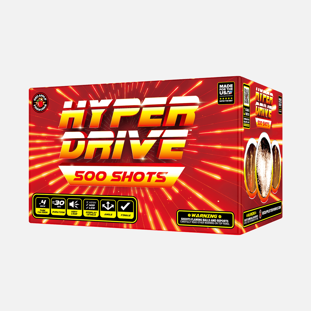 Hyperdrive 500 Shot Barrage Finales – Red Apple Fireworks