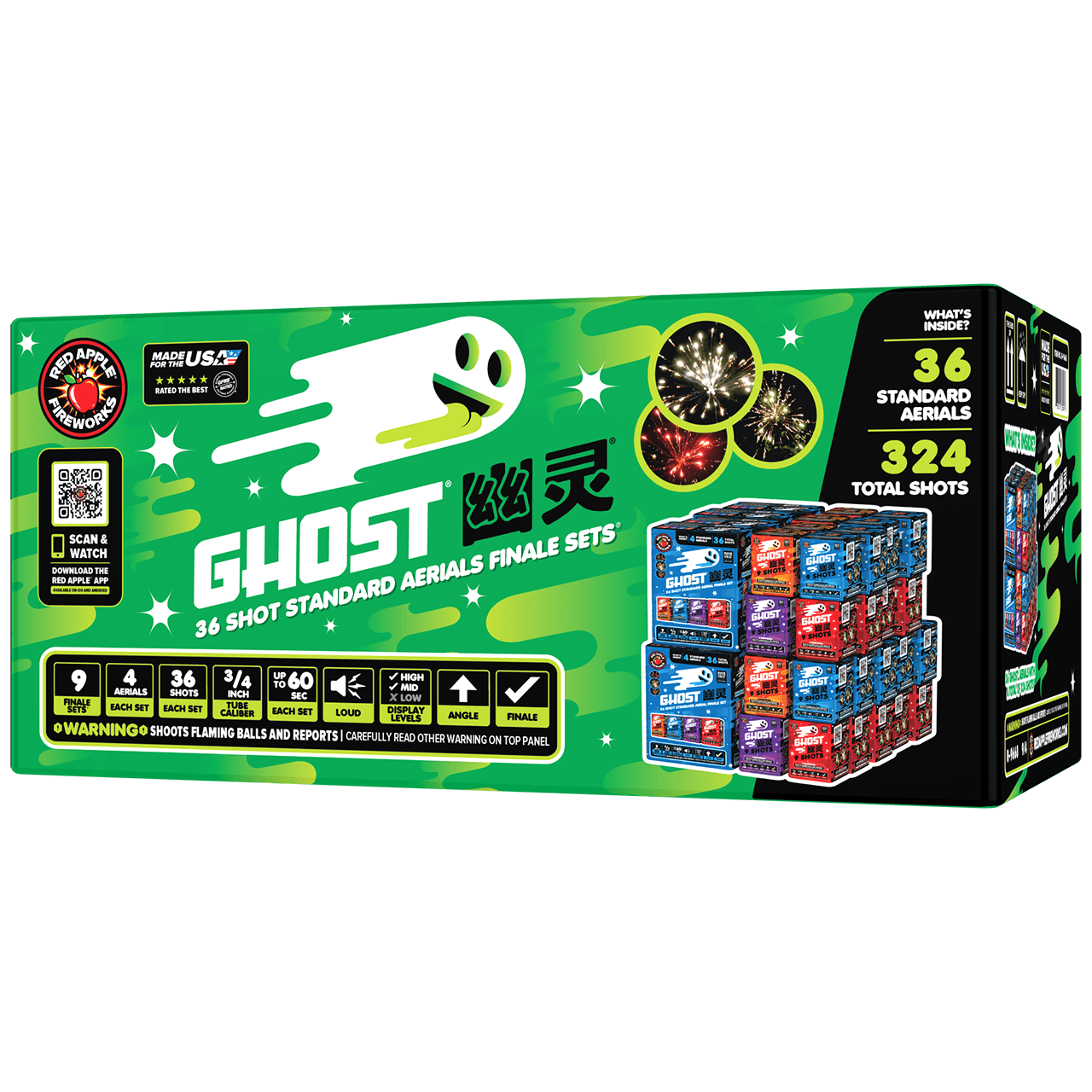 Buy Ghost® 36 Shot Standard Aerial Finale Sets® Fireworks Online – Red ...
