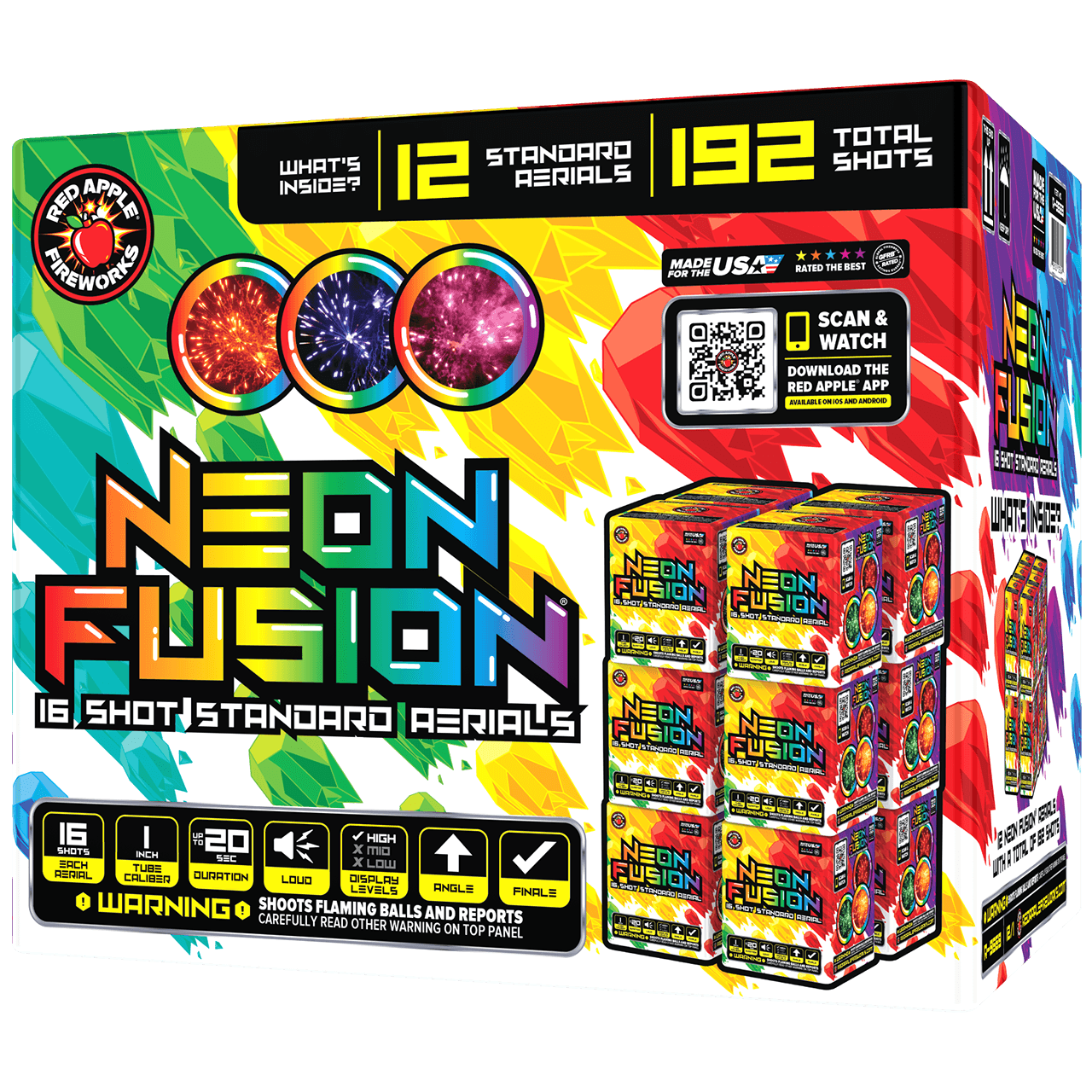 Buy Neon Fusion® 16 Shot Standard Aerial Fireworks Online – Red Apple ...