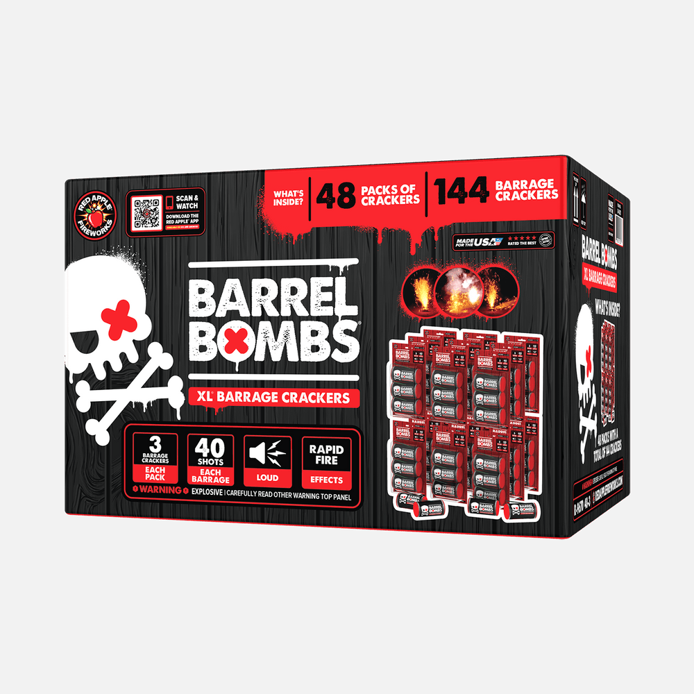 Buy Barrel Bombs® XL® Barrage Cracker Fireworks - KABOOM Online