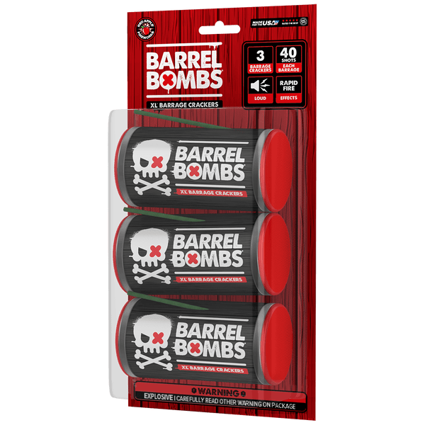 Buy Barrel Bombs® XL® Barrage Cracker Fireworks - KABOOM Online – Red ...