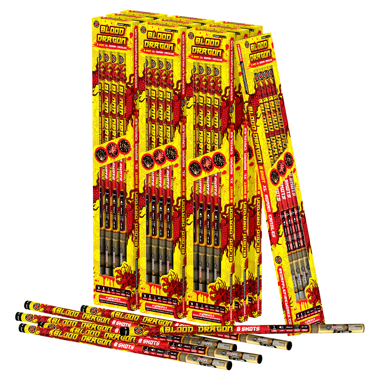 Buy Blood Dragon™ 8 Shot XL® Roman Candle Fireworks Online – Red Apple ...