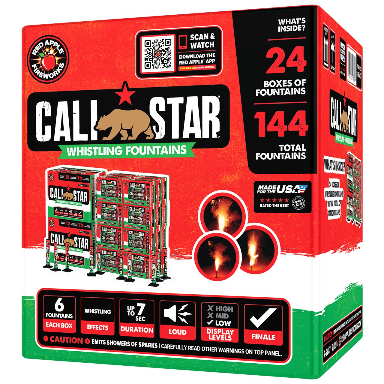 Buy Cali Star™ Whistling Firework Fountain Online – Red Apple® Fireworks