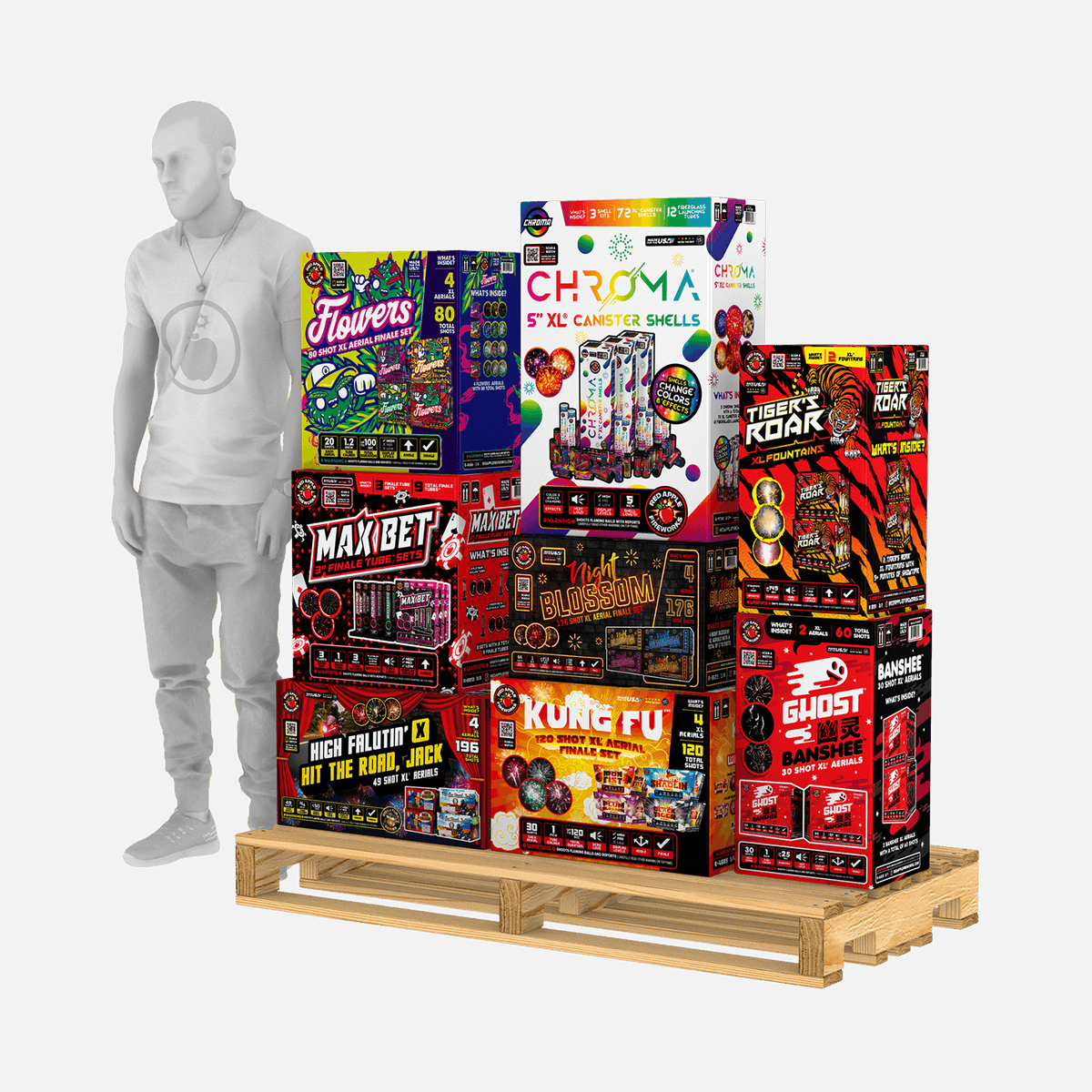 Pallet of Fireworks | Broad Selection of Party Pallet™ Samplers®